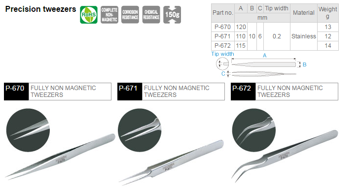 Ichiban Precision Sdn Bhd - Hozan - Hozan Precision tweezers (FULLY NON MAGNETIC TWEEZERS)